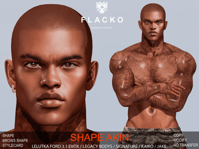 Second Life Marketplace - Flacko - Shape Akin Lelutka ford 3.1 evox